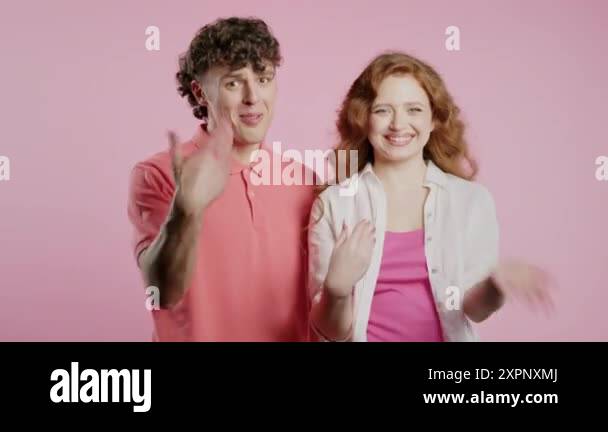Couple Showing - Hey You, Come Here. Man Woman Ask Join them, beckons ...