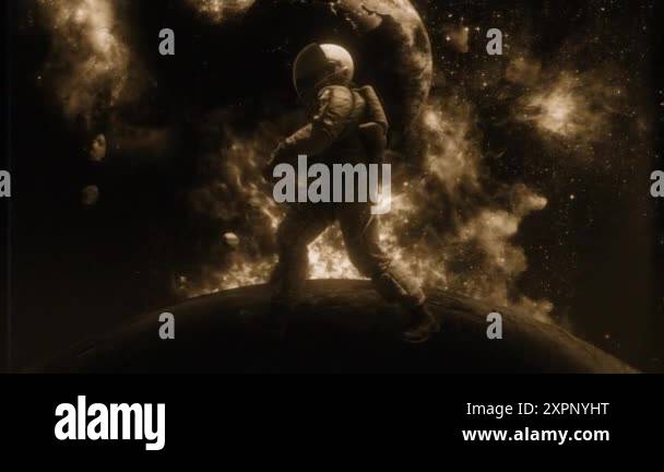 An abstract animated looping background in an old film sepia style ...