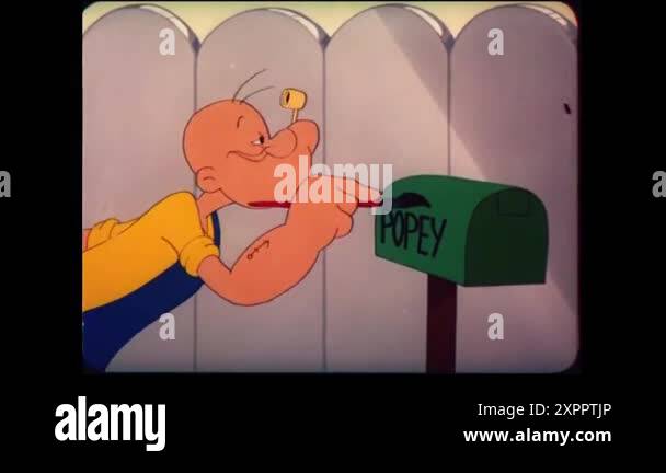1956. Vintage animated film, termites eat Popeye's mailbox and fence ...