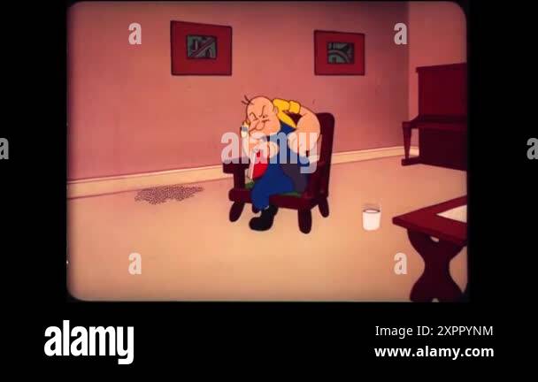1956. Vintage animated film, termites eat Popeye's home and furniture ...
