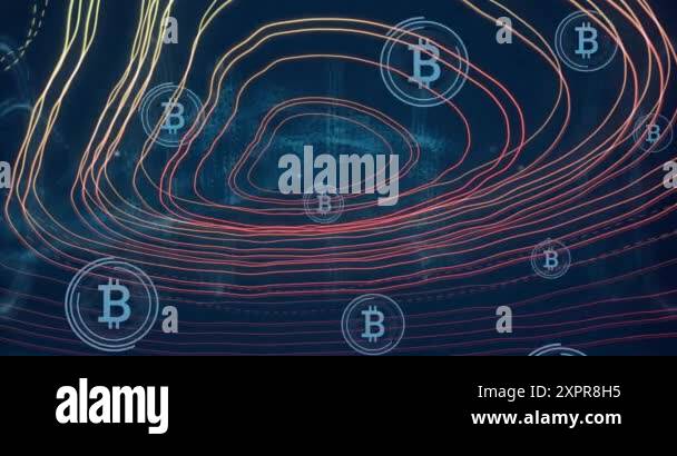Animating Bitcoin symbols and contour lines over world map ...