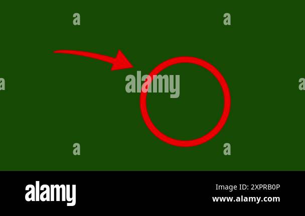 Red circle spotted with arrow highlight motion graphic animation on ...