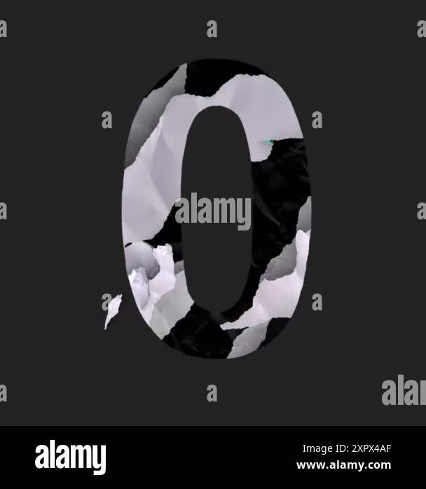 A stop frame motion animated style paper shredded number 0 Stock Video ...