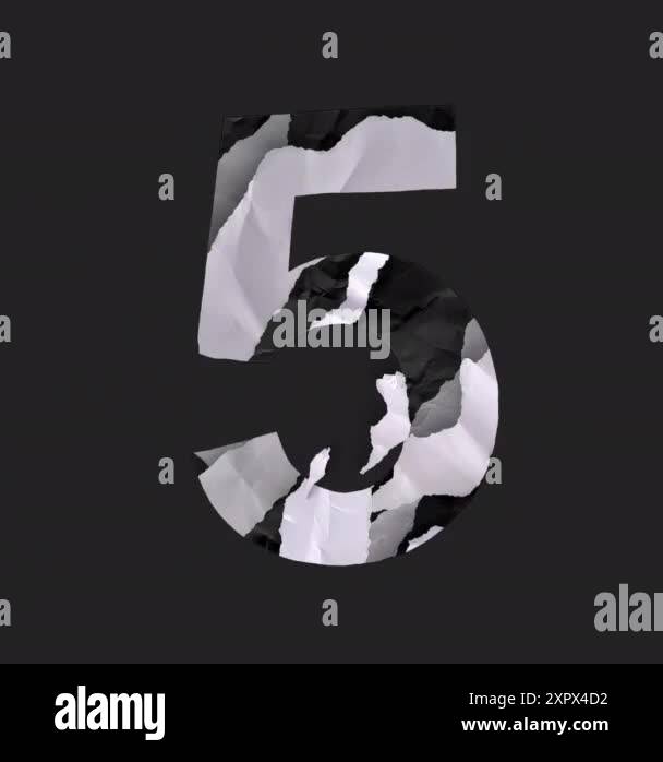 A stop frame motion animated style paper shredded number 5 Stock Video ...