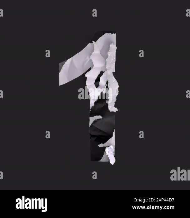 A stop frame motion animated style paper shredded number 1 Stock Video ...