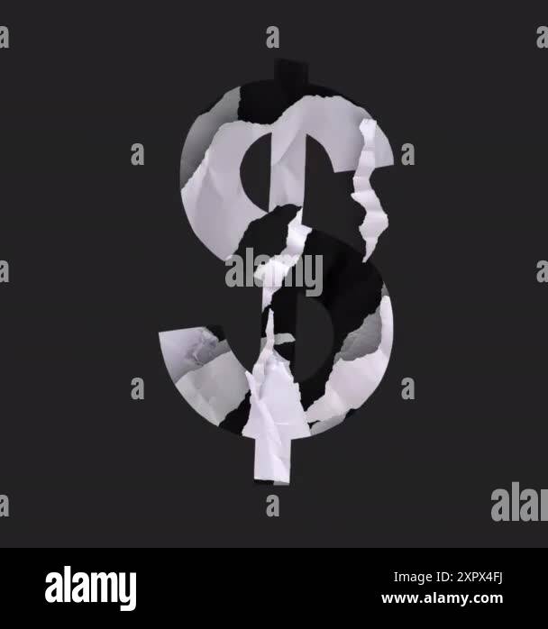 A stop frame motion animated style paper shredded dollar ($) symbol ...