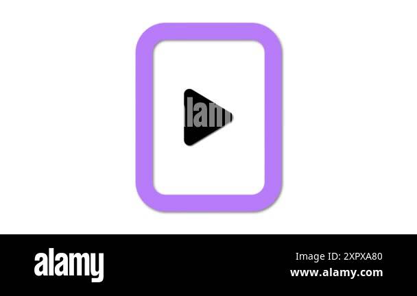 A simple and modern play button icon inside a rounded rectangle with a lavender border. The play ...