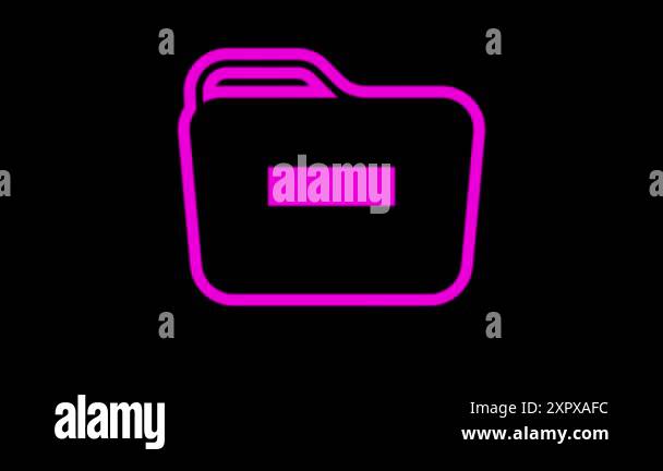 A stylized pink folder icon with a minus sign, set against a black ...