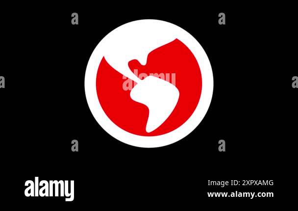 A stylized logo featuring a red and white globe design, with abstract ...