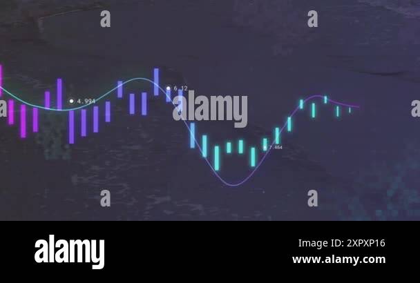 Animating financial data chart over ocean waves background. Finance ...