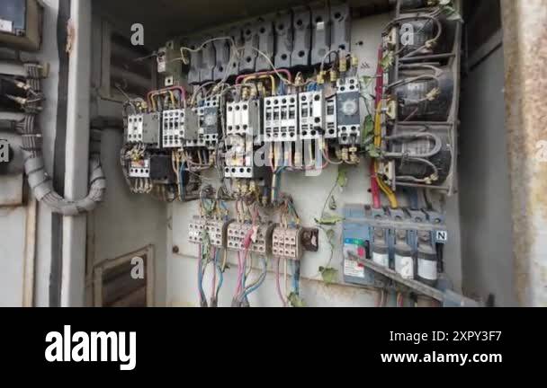 Rusty Electrical Control Panel with Wiring and Components Stock Video ...