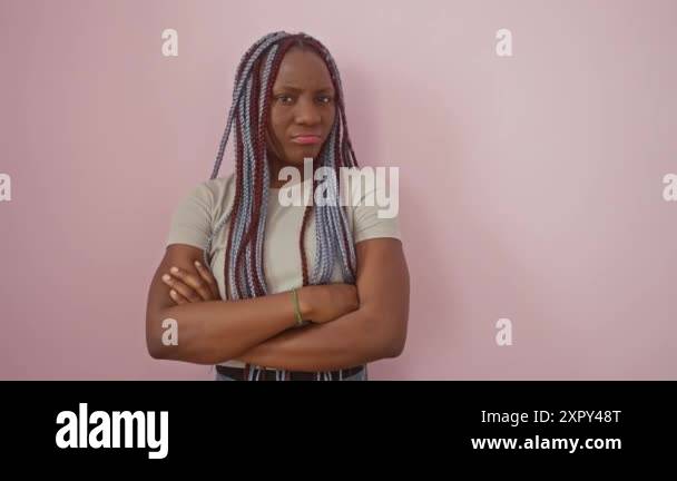 Grumpy african american woman skeptic, frowning with a serious ...