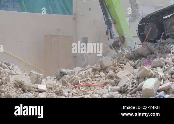 Demolition of residential buildings in Saudi Arabia Excavator loads and ...