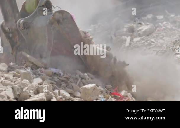 Demolition of residential buildings in Saudi Arabia Excavator loads and ...