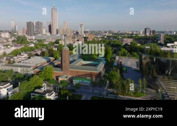 Rotterdams dynamic cityscape from a birds eye view, modern skyscrapers ...