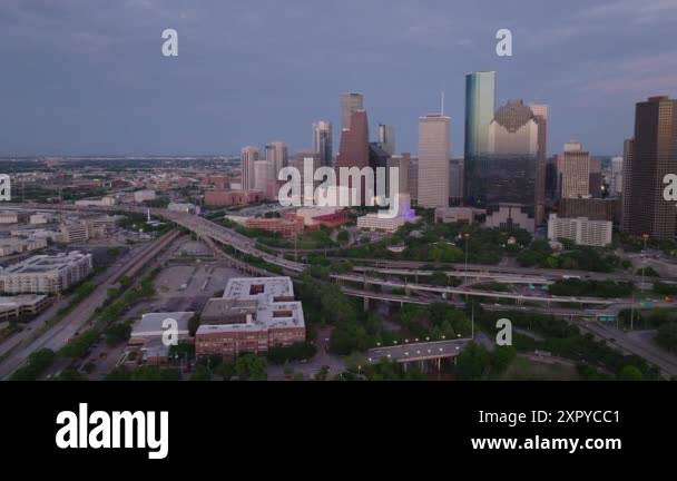 Dynamic Houston skyline at dusk, showcasing modern skyscrapers and ...