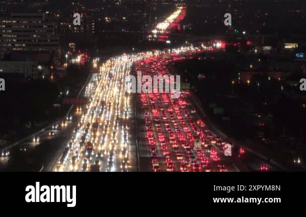 In downtown Los Angeles, California, a clear 4K view captures a ...