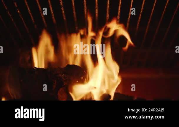 Burning bonfire in the fireplace. Looping fire background Stock Video ...