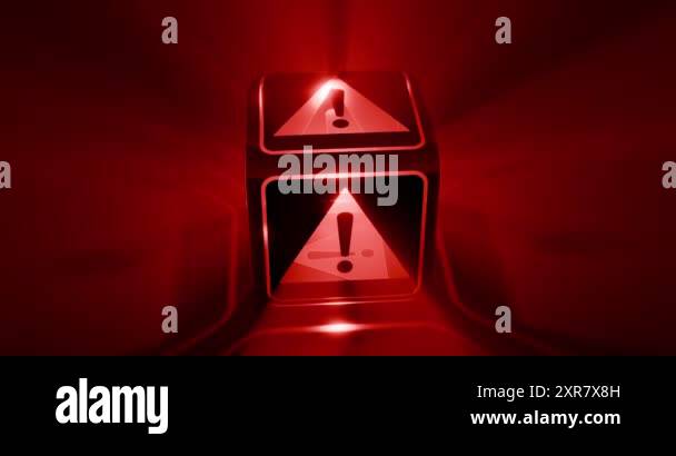 CG Iconic cube animation self emitting light rays through Warning ...