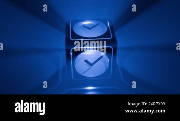 CG Iconic cube animation self emitting light rays through Time Clock ...