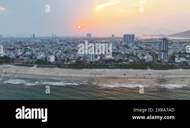 Da Nang, Vietnam - April 15th, 2024: Aerial view of Da Nang beach ...