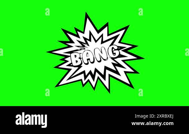 video drawing animation onomatopoeia explosion with bang text, drawn in ...