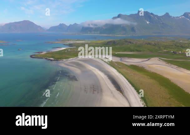 This aerial shot showcases the stunning beauty of Norway Lofoten ...