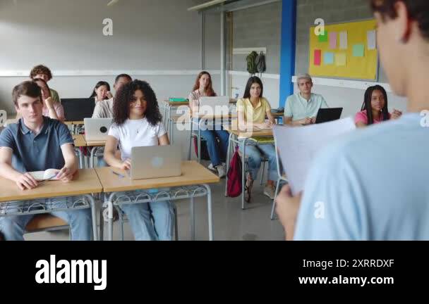 Group students presentation classroom Stock Videos & Footage - HD and ...