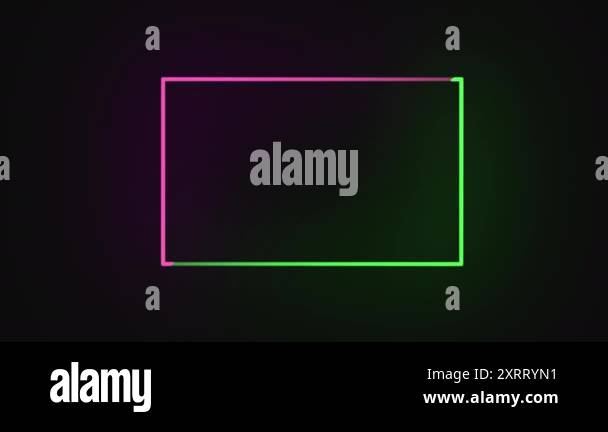 Neon sign in rectangle shape. Bright neon light, illuminated rectangle ...