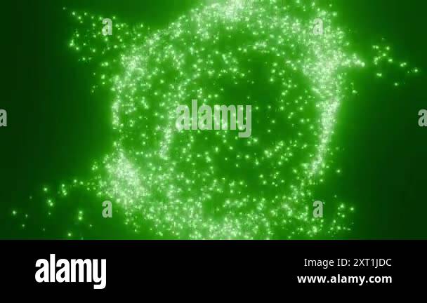 Green particles abstract explosion with shining, motion background, glitter particle. Shockwave ...