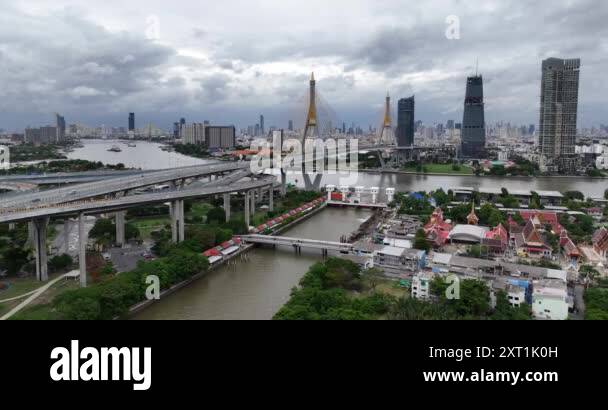 Bridge transportation system in the evening construction expressway ...