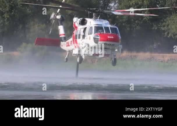 REDDING CALIFORNIA AUGUST 10, 2024 A CALFIRE S-70 Firehawk helicopter ...