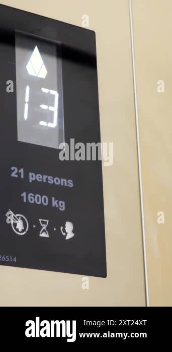Monitor show number 4 floor in modern, luxury elevator. monitor show ...