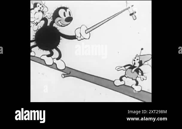 USA - 1930 - In this animated film, a bug defeats a spider in a sword ...