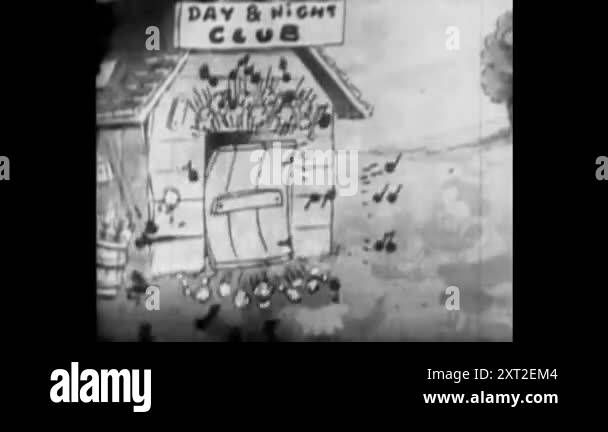 1929. Vintage animated film, a cat visits a nightclub where patrons are ...