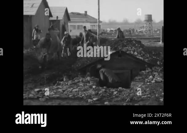 1918 - Indochinese laborers, hired by the US Army, excavate a prison ...