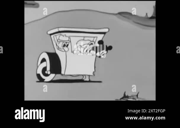 1922. Vintage animated film, Jack and his dog ride a taxi they find at ...