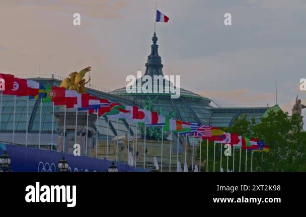 Olympic flags, flag of France, flags of the countries participating in ...