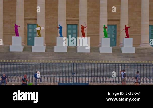 Decorating Paris city with Olympic symbols and the 2024 Olympic colors ...