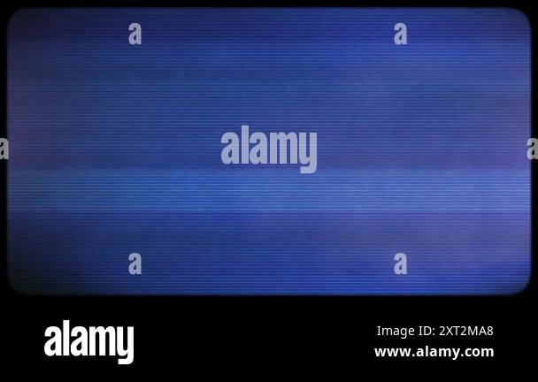 Retro VHS. Blue light CRT TV screen. VHS effect of old TV with ...
