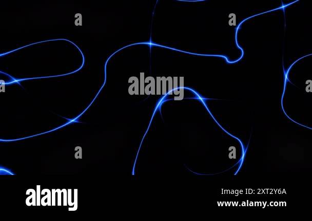 Blue energy light strings or waves background with flares and ...