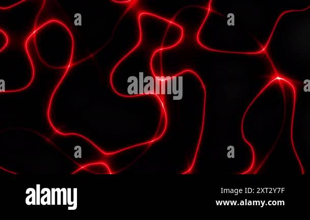 Red energy light strings or waves background with flares and ...