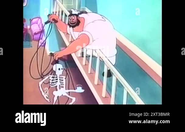 1954. Vintage animated film, Bluto scares Popeye and Olive Oyl with a ...