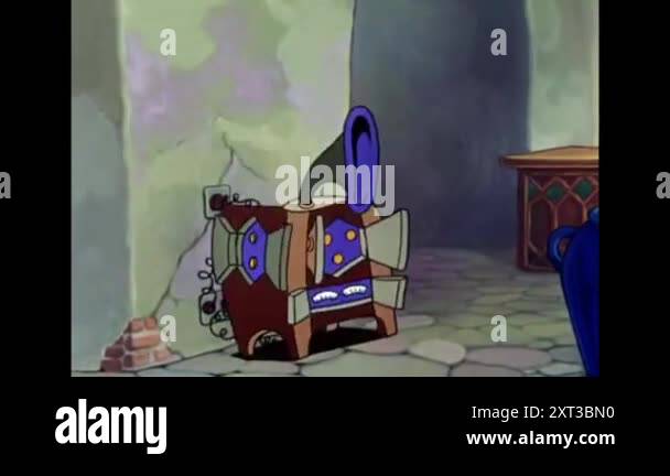 1937. Vintage animated film, Popeye and Olive Oyl hear a radio ...