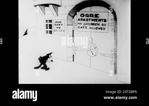 1923. Vintage animated film, Felix the Cat tricks the giant from Jack ...