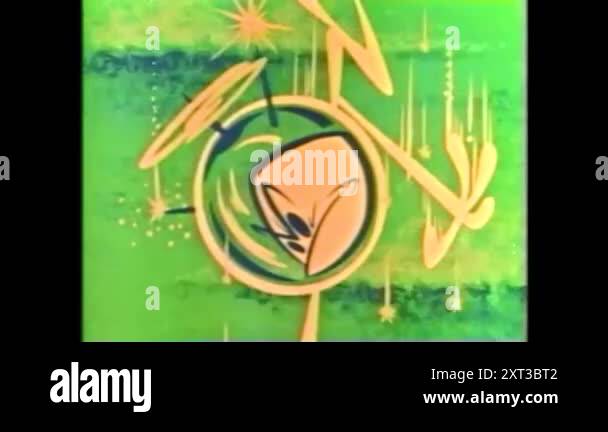 1958. Vintage animated film, Colonel Bleep the alien redirects missiles ...