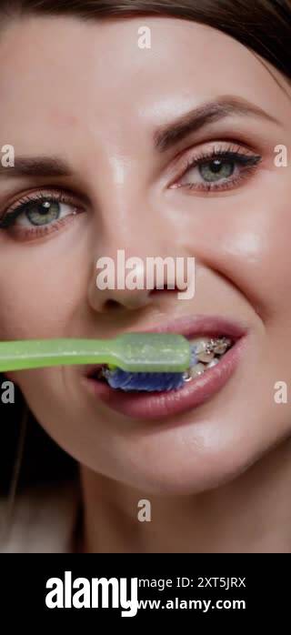Young woman brushing teeth toothbrush care Stock Videos & Footage - HD ...