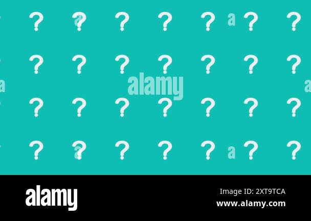 Seamless Loop Animation Of Vibrant Teal Background Filled With Rows Of White Question Marks