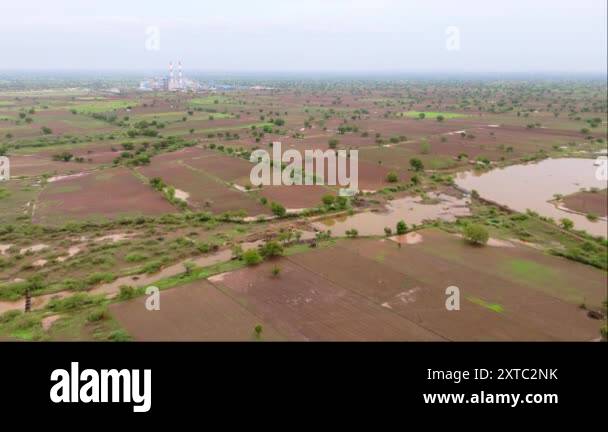 Factory create pollution global warming, Aerial view of agricultural ...