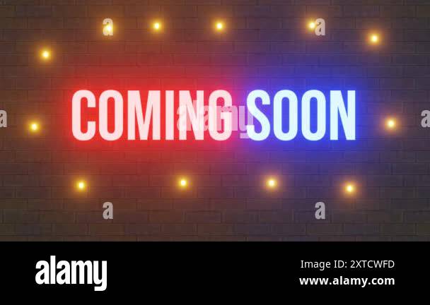animation text coming soon neon sign 3d illustration render 4k video ...